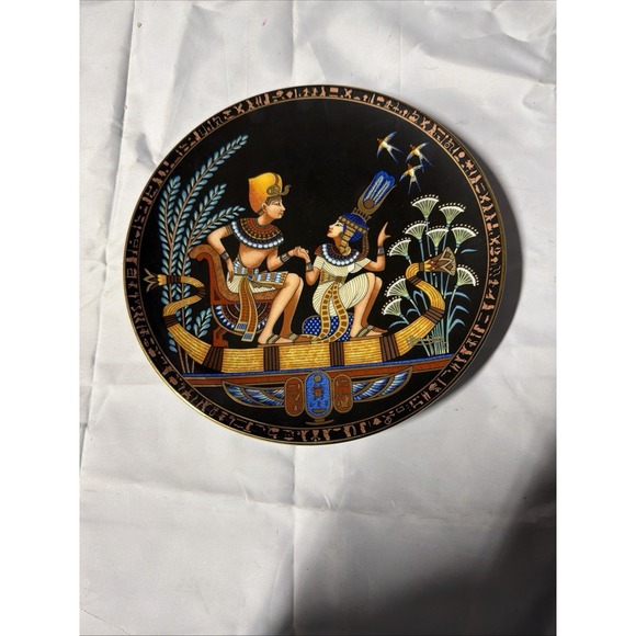Art | Egyptian Decorative Plate Pharaoh Scene Hieroglyphs Made In Egypt ...